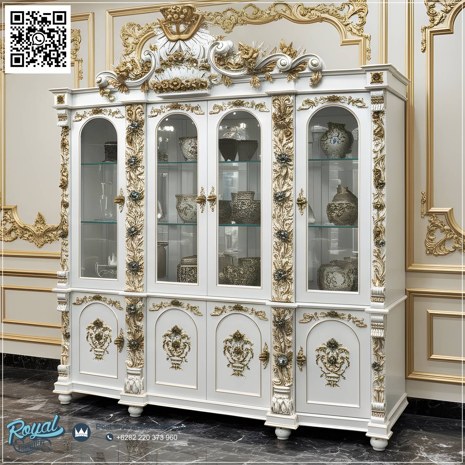 Bufet Lemari Hias Mewah Ukiran Klasik Jepara | Royal Furniture